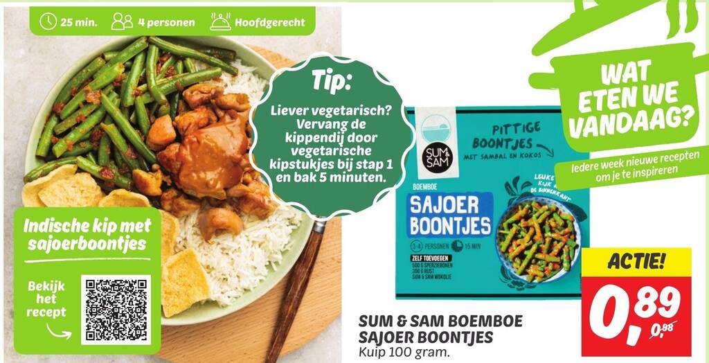 SUM&SAM BOEMBOE SAJOER BOONTJES aanbieding bij Dekamarkt