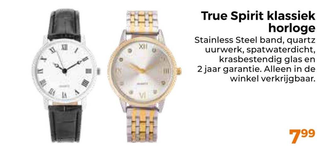 True Spirit klassiek horloge aanbieding bij Trekpleister
