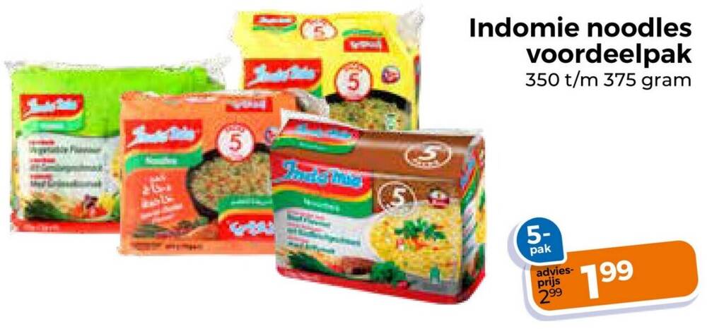 Indomie noodles voordeelpak 350 t/m 375 gram aanbieding bij Trekpleister