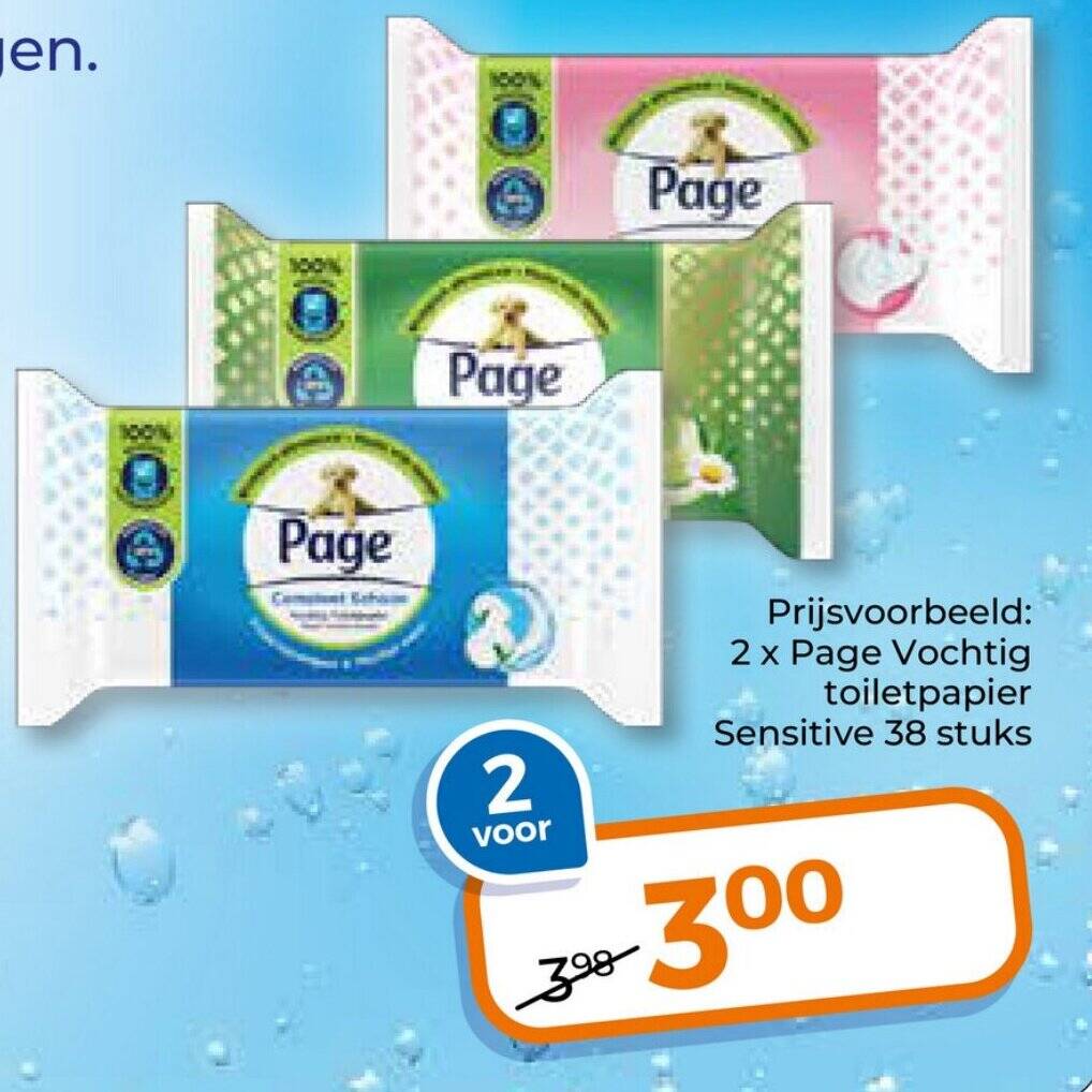 2 x Page Vochtig toiletpapier Sensitive 38 stuks 2 x 38 stuks ...