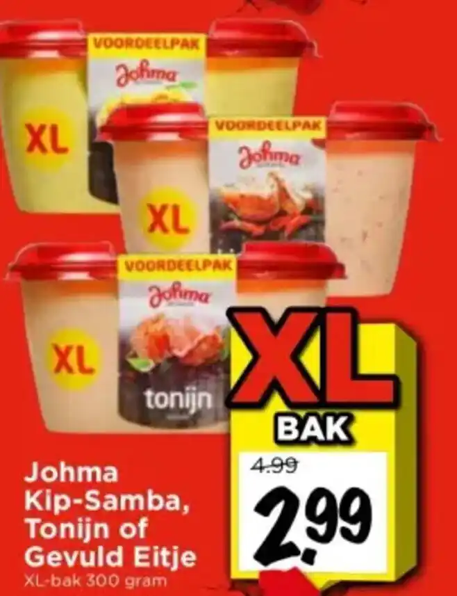 Johma Kip-Samba, Tonijn of Gevuld Eitje XL-bak 300 gram aanbieding bij ...