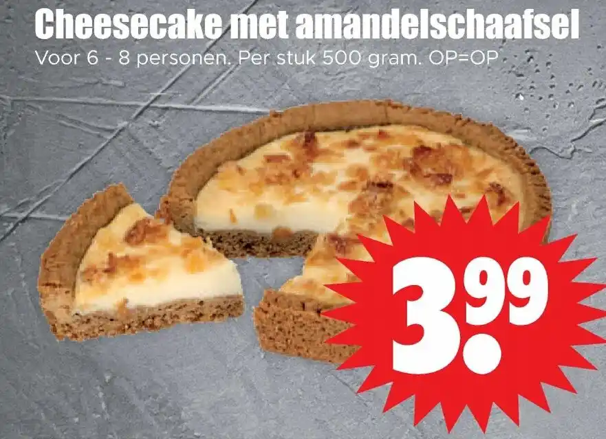 Cheesecake met amandelschaafsel 500g aanbieding bij Dirk