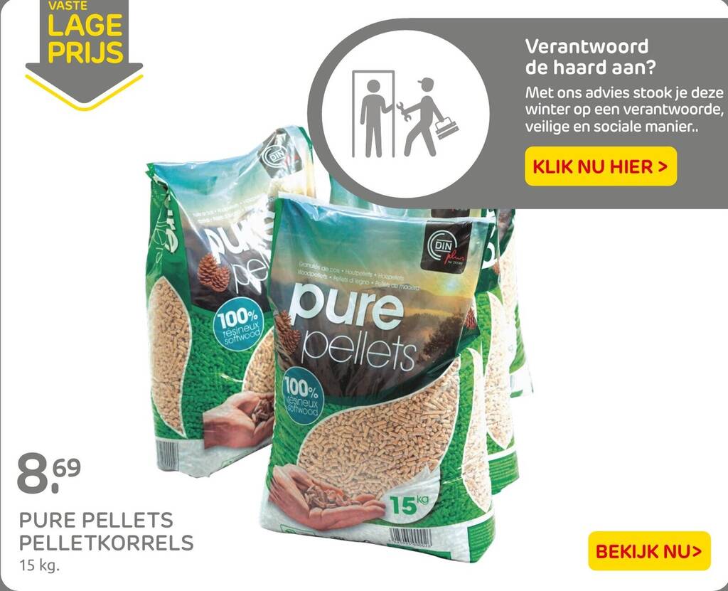 PURE PELLETS PELLETKORRELS 15kg aanbieding bij Praxis