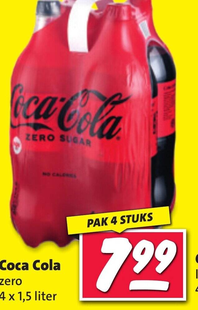 Coca Cola zero 4 x 1,5 liter 4 x 1.5 liter aanbieding bij Nettorama