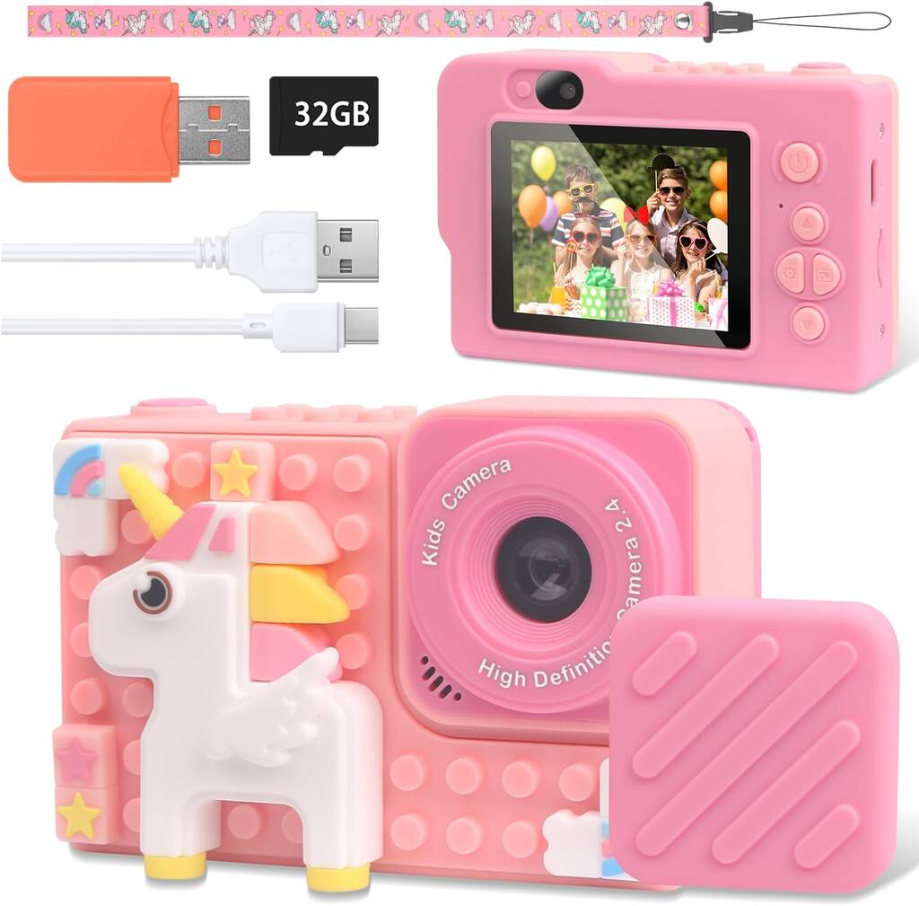 Kindercamera, higspe eenhoorn kindercamera 1080p 2,4 inch scherm ...