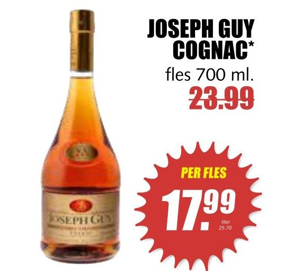 Joseph Guy Cognac 700 ml aanbieding bij MCD Supermarkt