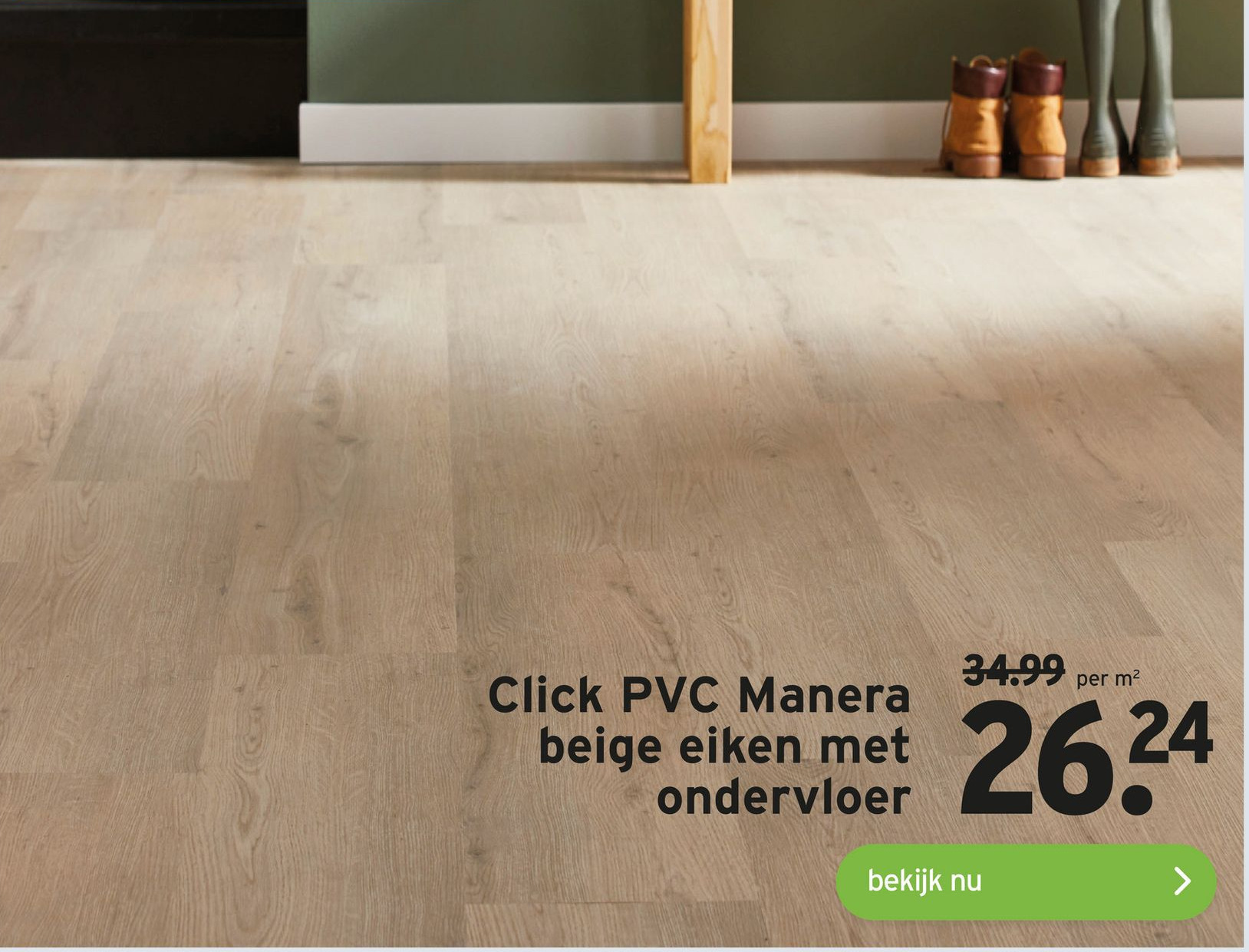 Click PVC Manera beige eiken met ondervloer aanbieding bij GAMMA