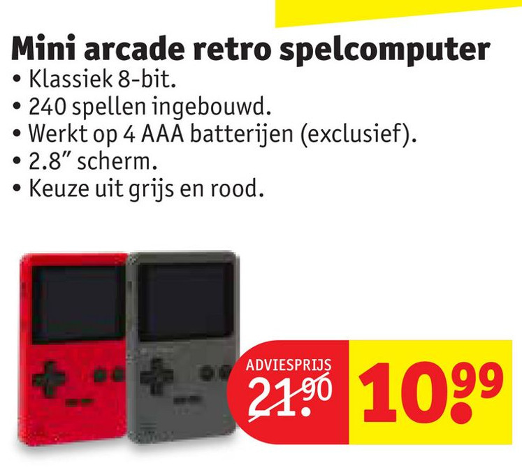 Mini arcade retro spelcomputer aanbieding bij Kruidvat
