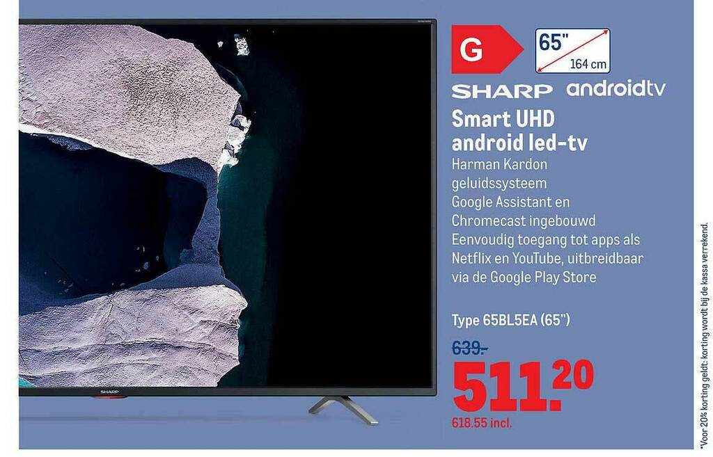 Sharp Smart UHD Android Led-TV aanbieding bij Makro