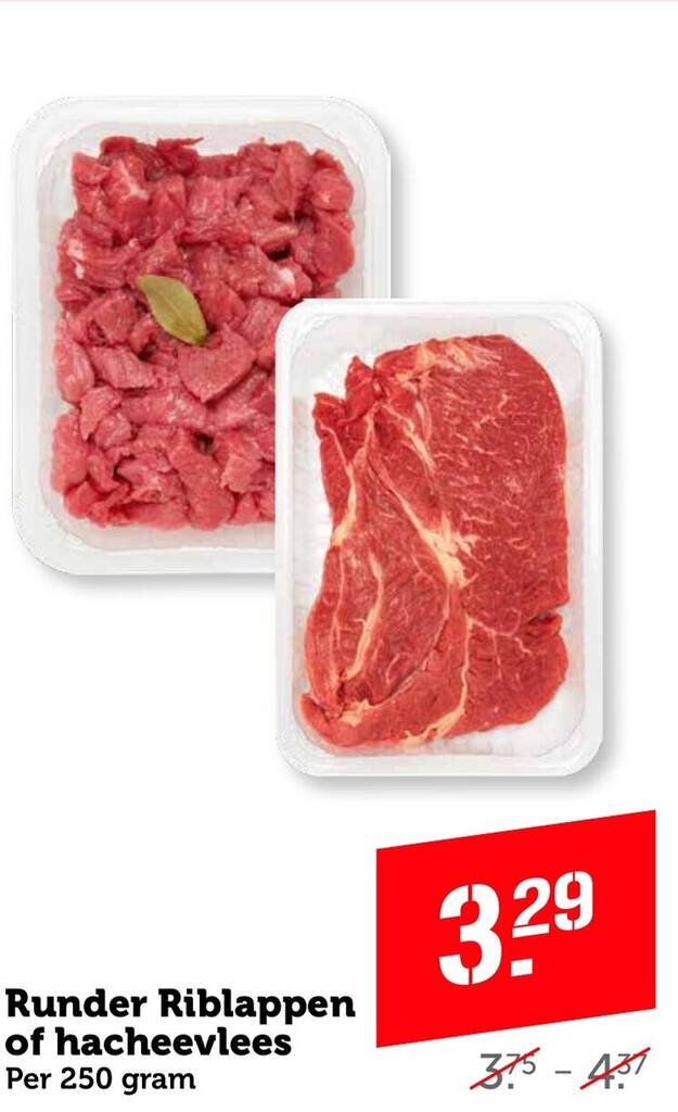 Runder Riblappen of hacheevlees Per 250 gram aanbieding bij Coop