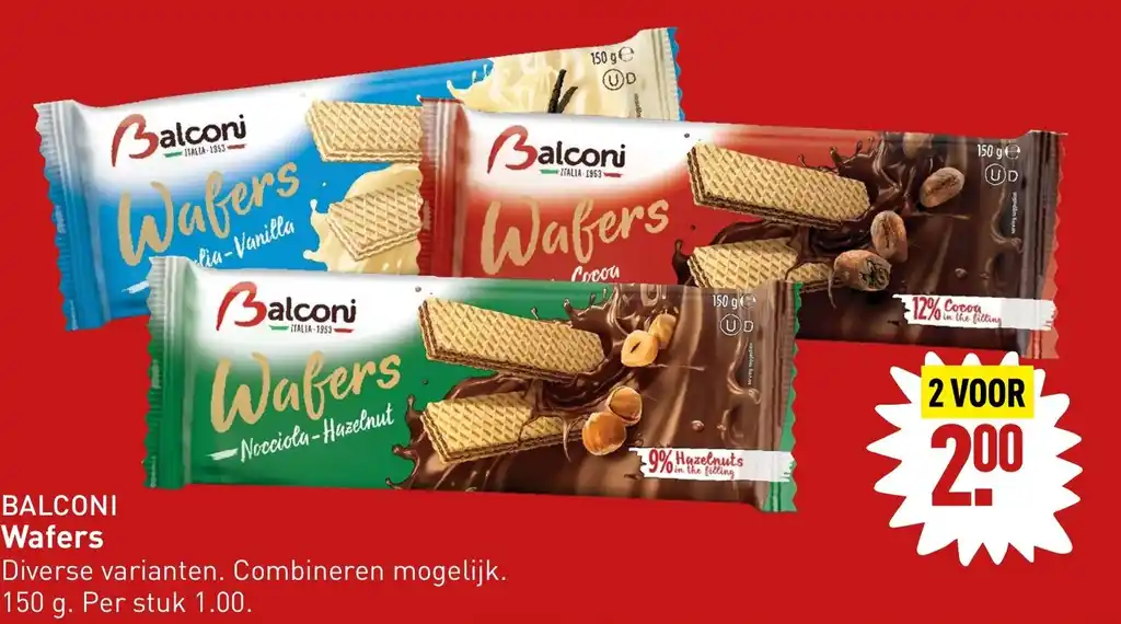 Balconi Wafers 150g aanbieding bij ALDI