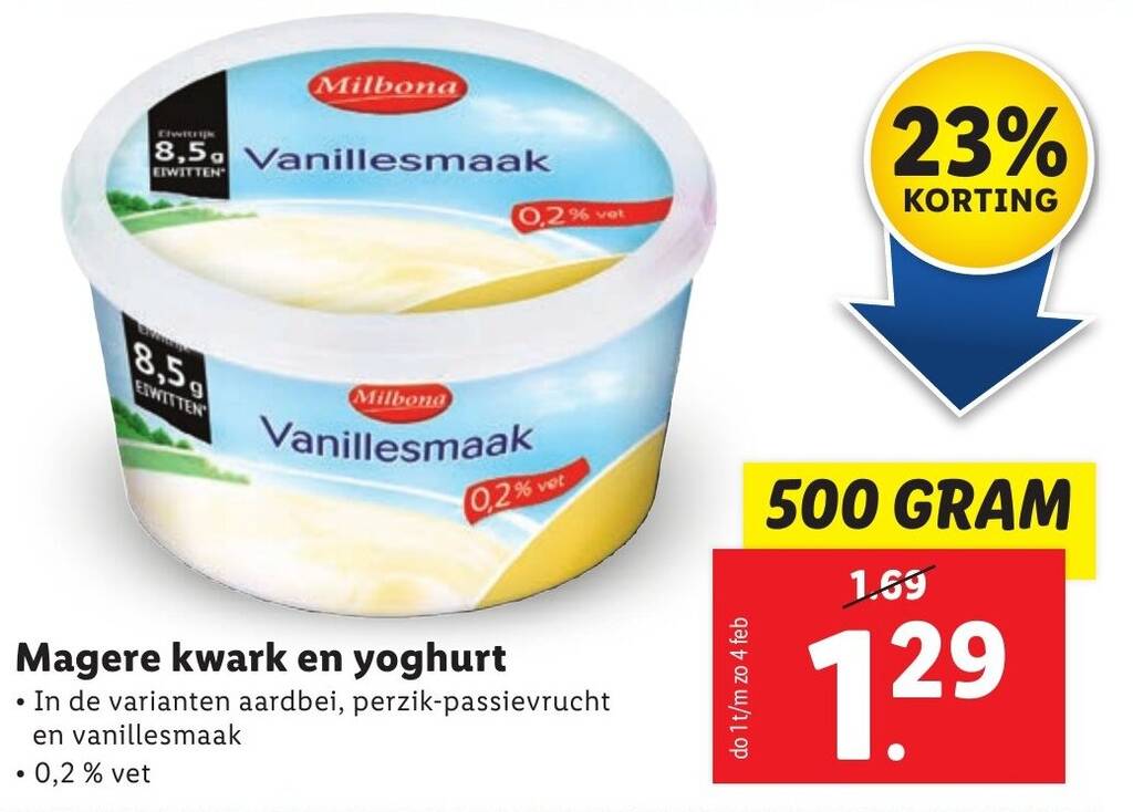 Magere kwark en yoghurt 500g aanbieding bij Lidl