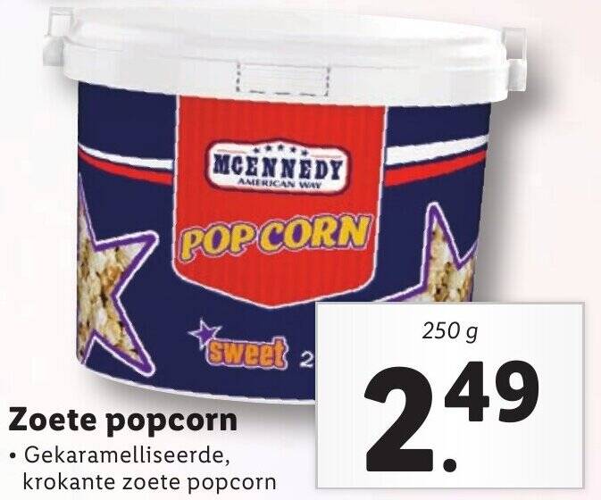 Zoete popcorn 250g aanbieding bij Lidl