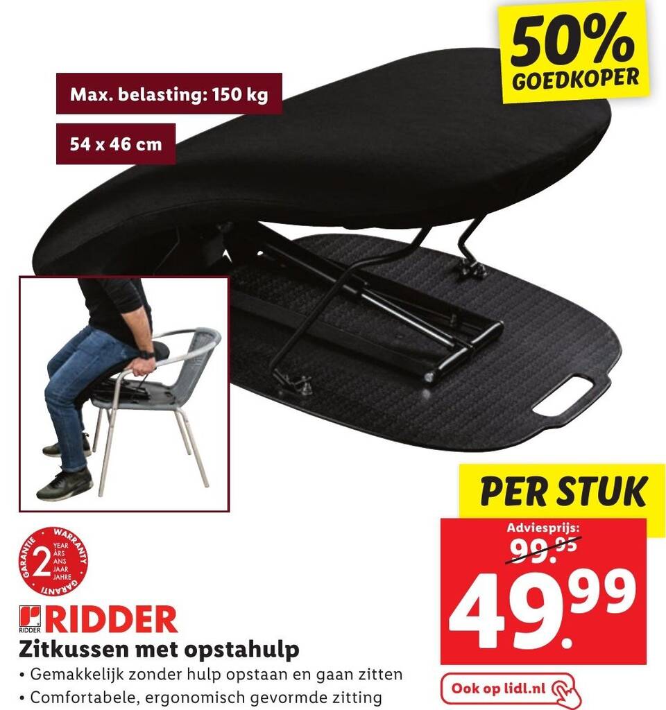 RIDDER Zitkussen met opstahulp aanbieding bij Lidl