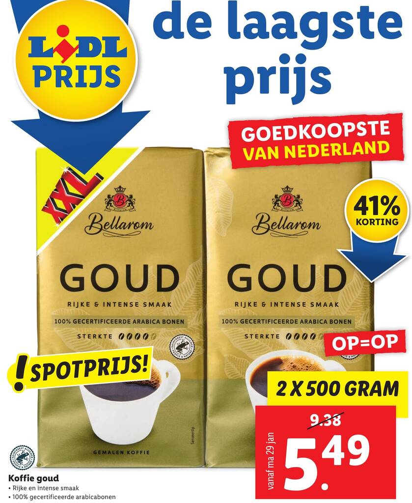 Koffie goud aanbieding bij Lidl