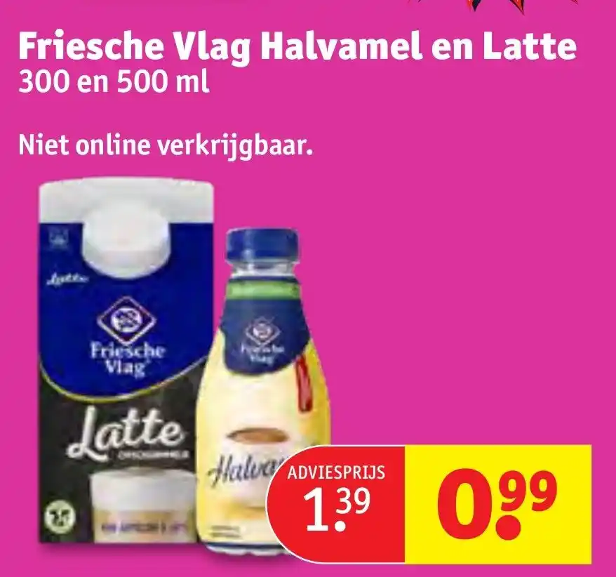 Friesche Vlag Halvamel en Latte 300 en 500 ml aanbieding bij Kruidvat