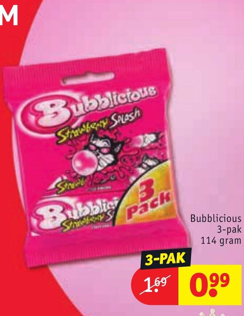 Bubblicious 114 gram 3-pak aanbieding bij Kruidvat