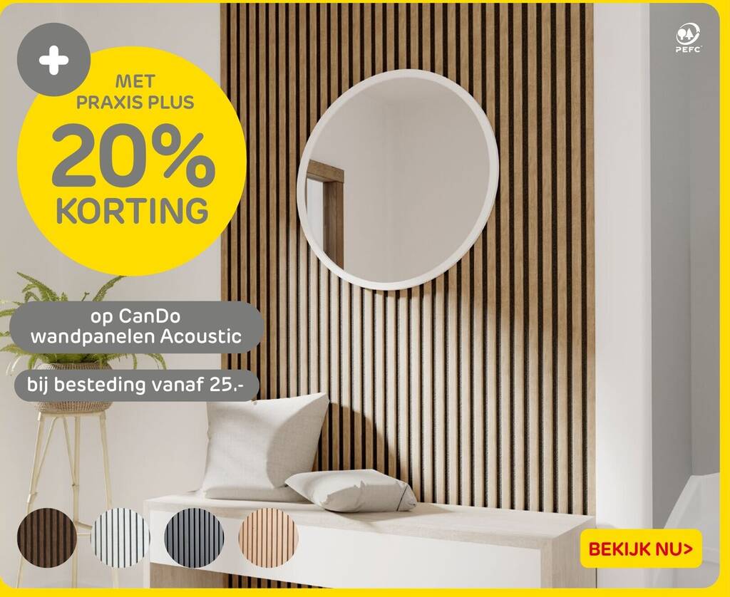 Cando wandpanellen acoustic aanbieding bij Praxis
