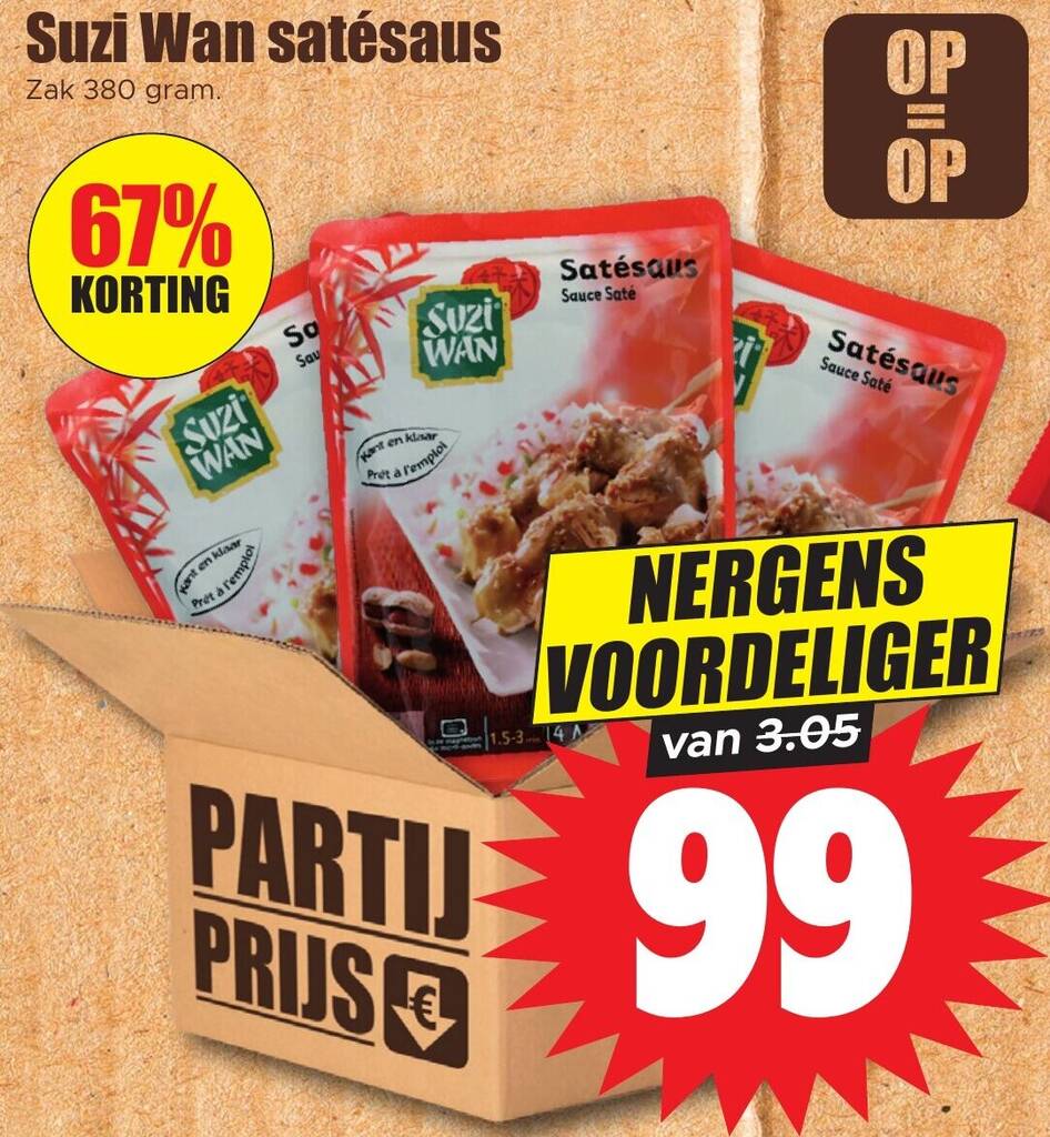Suzi Wan satésaus 380g aanbieding bij Dirk