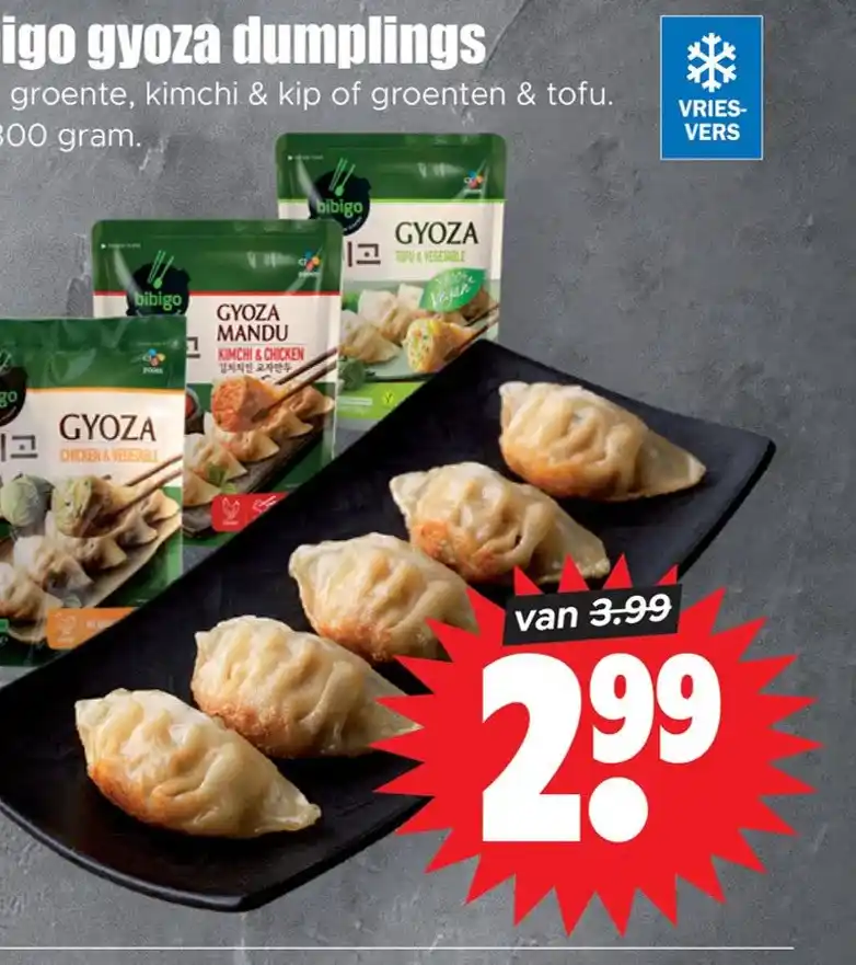 Bibigo gyoza dumplings aanbieding bij Dirk