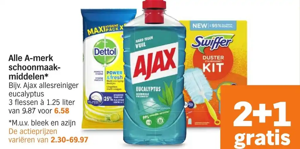 Alle A-merk schoonmaakmiddelen aanbieding bij Albert Heijn
