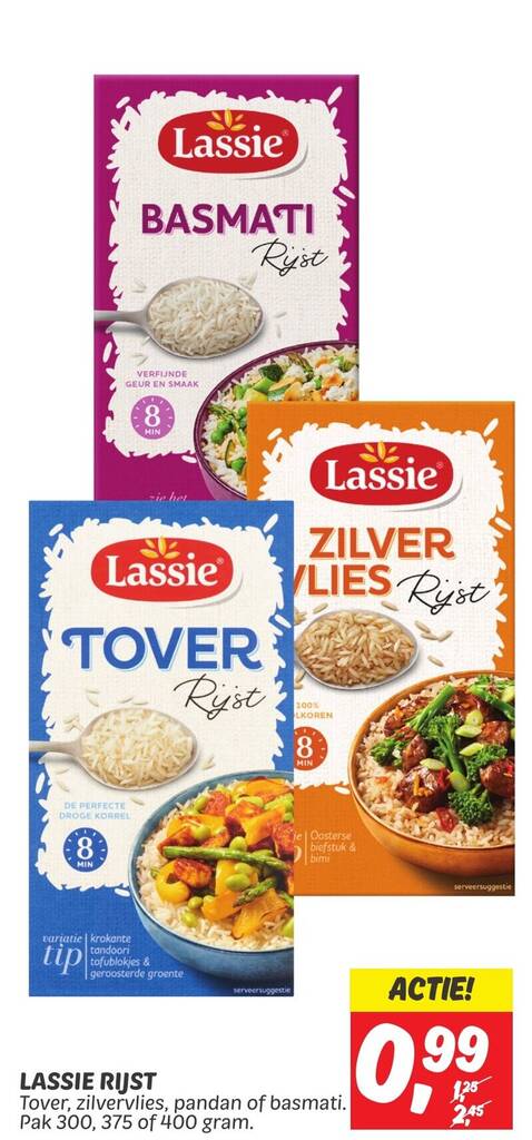 LASSIE RIJST Pak 300, 375 of 400 gram. aanbieding bij Dekamarkt