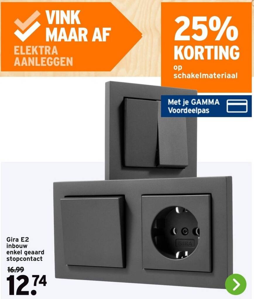 Gira E2 inbouw enkel geaard stopcontact aanbieding bij GAMMA