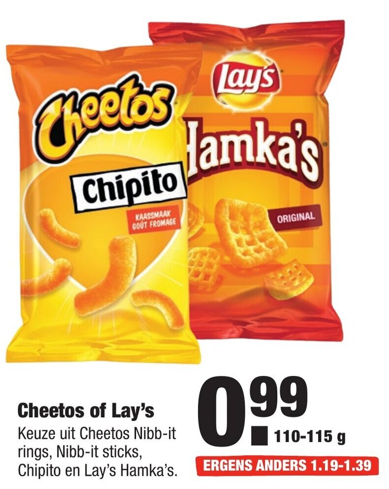 Lay's of Cheetos 100-115g aanbieding bij ALDI