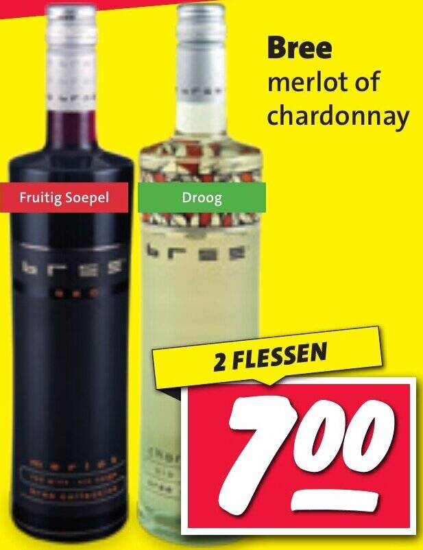 Bree merlot of chardonnay aanbieding bij Nettorama