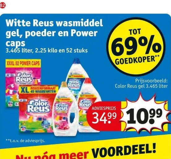 Witte Reus wasmiddel gel, poeder en Power caps 3.465 liter, 2.25 kilo ...