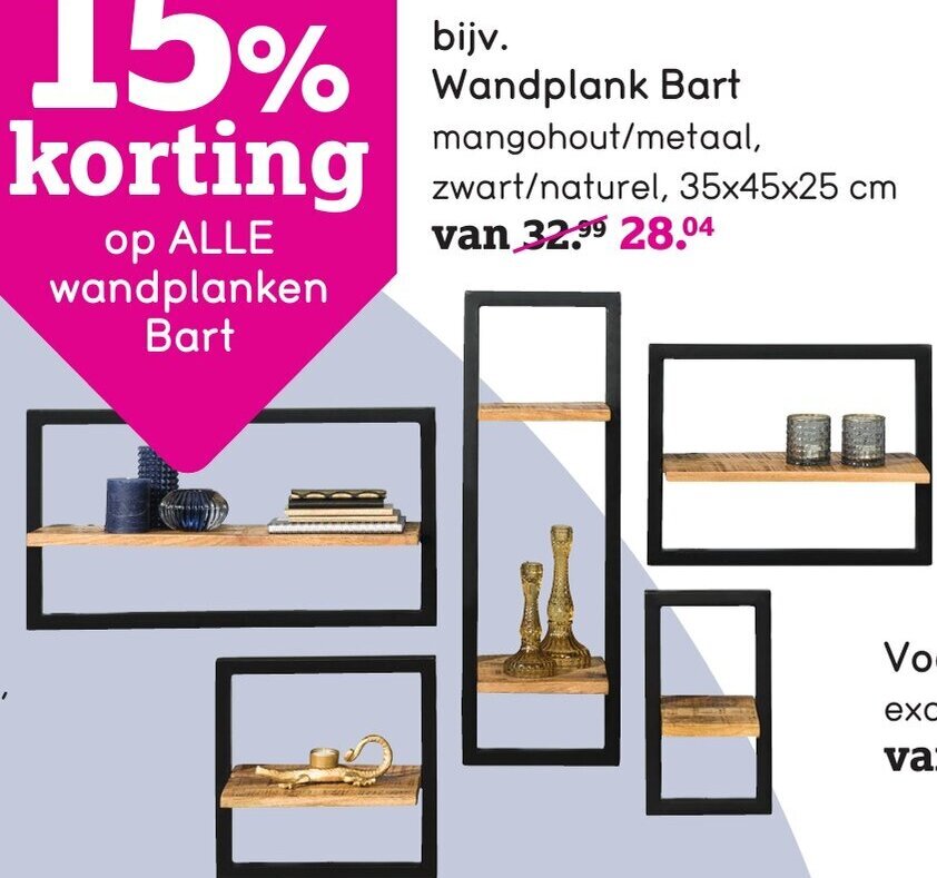 Wandplank Bart 35*45*25 aanbieding bij Leen Bakker