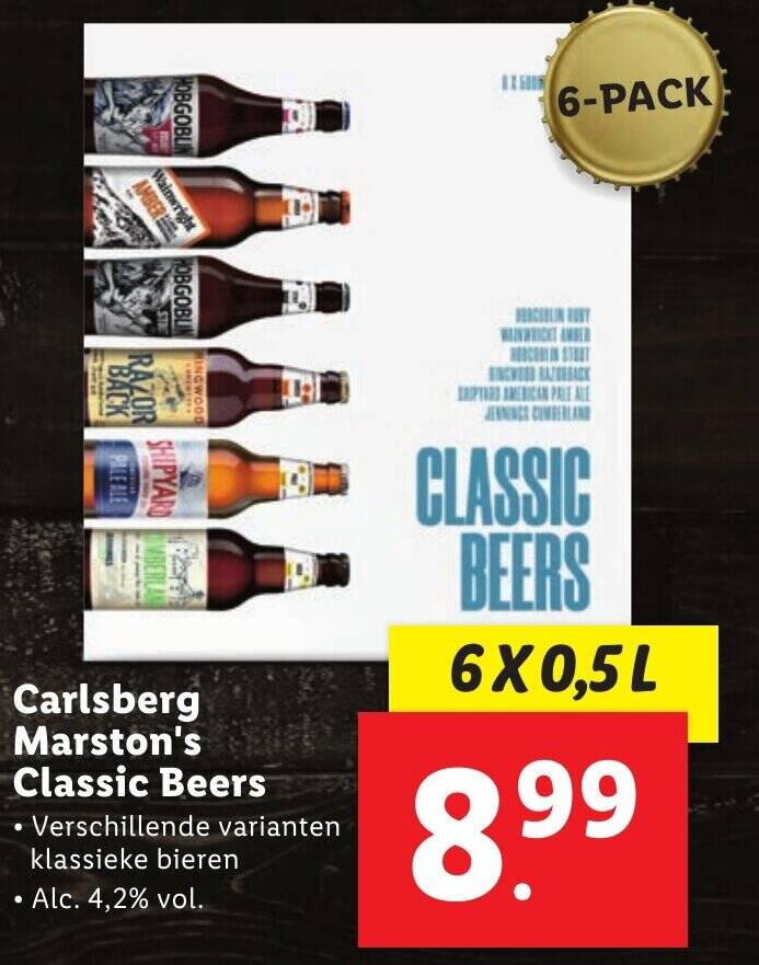 Carlsberg Marston's Classic Beers 6x0.5 L aanbieding bij Lidl