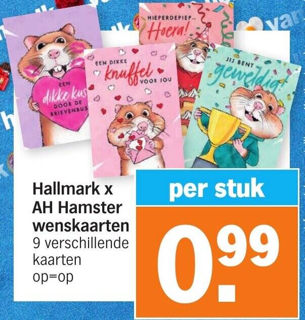 Hallmark x AH Hamster wenskaarten aanbieding bij Albert Heijn