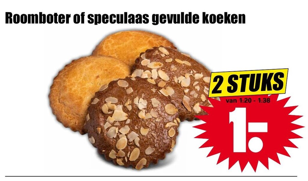 Roomboter of speculaas gevulde koeken aanbieding bij Dirk