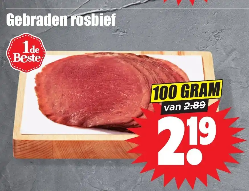 Gebraden rosbief 100 GRAM aanbieding bij Dirk