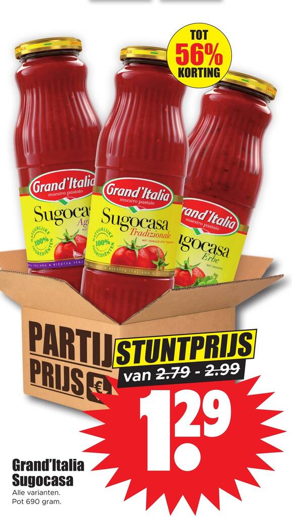 Grand'Italia Sugocasa 690 gram aanbieding bij Dirk