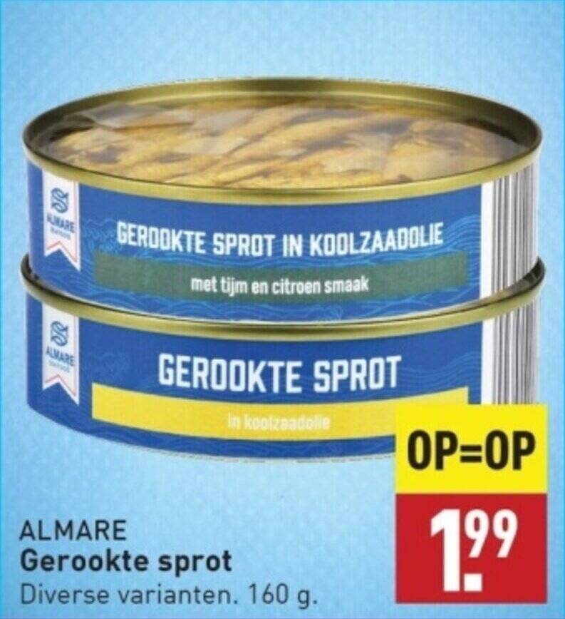 Gerookte sprot 160g aanbieding bij ALDI