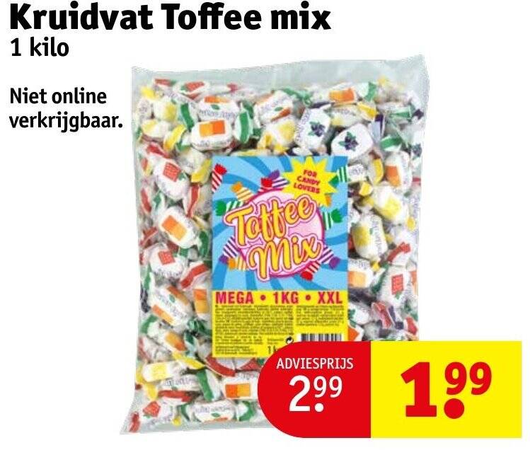 Kruidvat toffee mix 1 kilo aanbieding bij Kruidvat