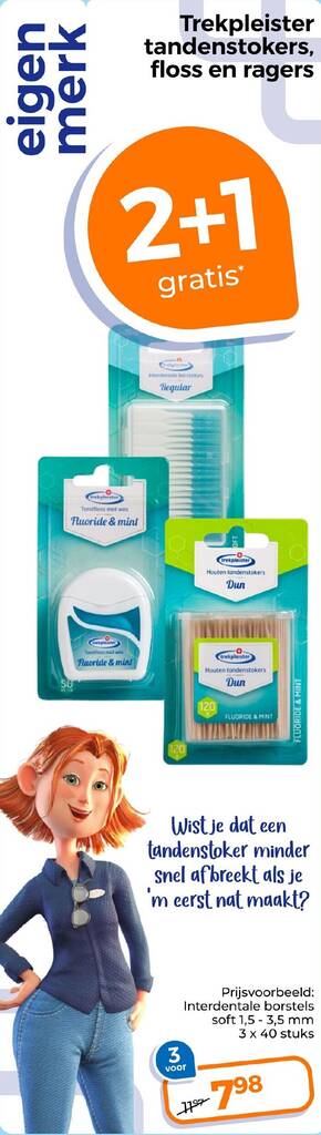 Tandenstokers floss en ragers 2+1 GRATIS aanbieding bij Trekpleister