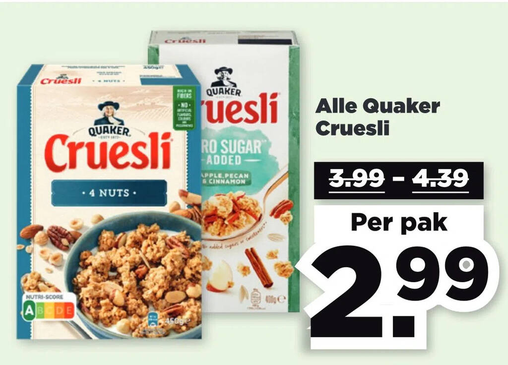 Alle Quaker Cruesli aanbieding bij PLUS