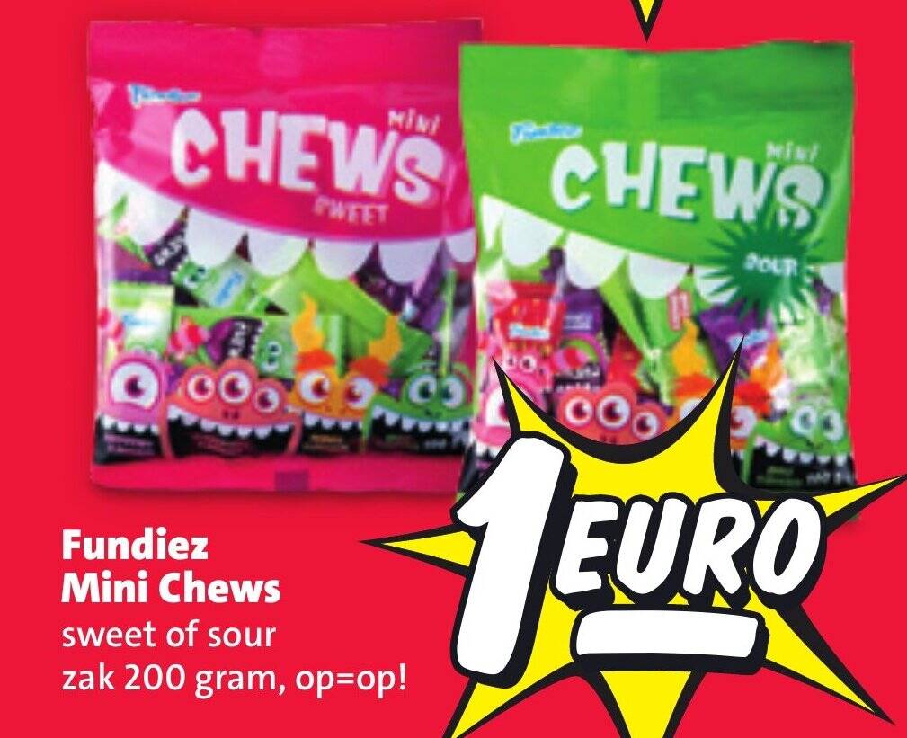Fundiez Mini Chews sweet of sour zak 200 gram aanbieding bij Nettorama