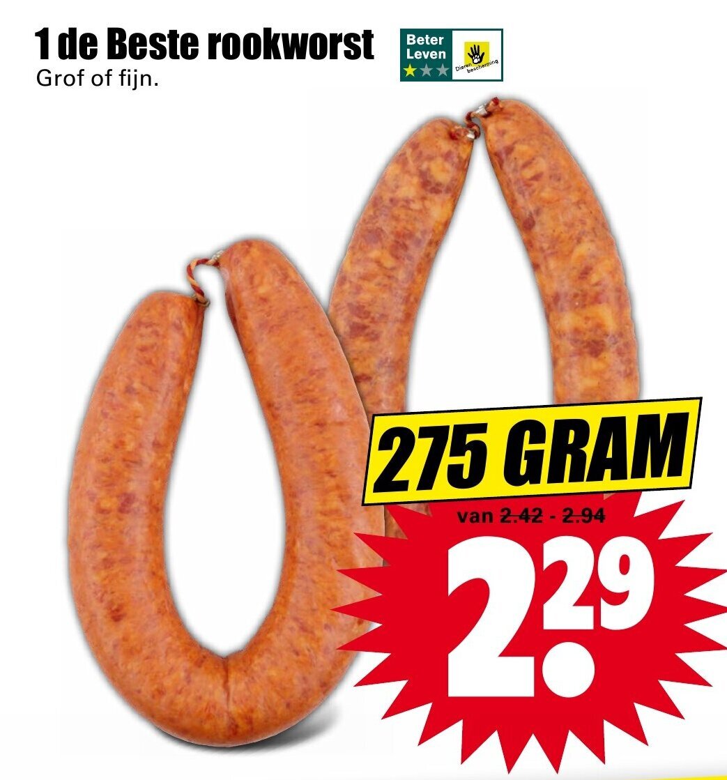 Rookworst 275g aanbieding bij Dirk