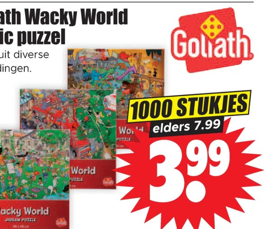 Goliath Wacky World comic puzzel aanbieding bij Dirk