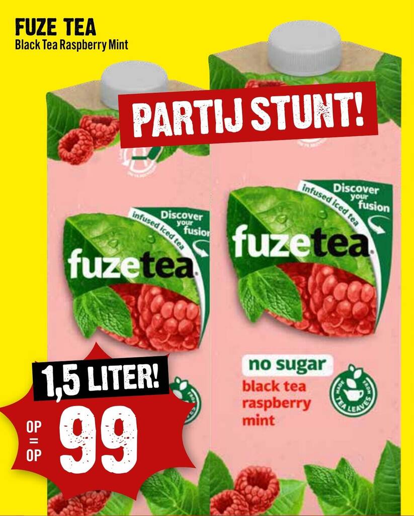 FUZE TEA Black Tea Raspberry Mint 1.5 liter aanbieding bij Dirck 3