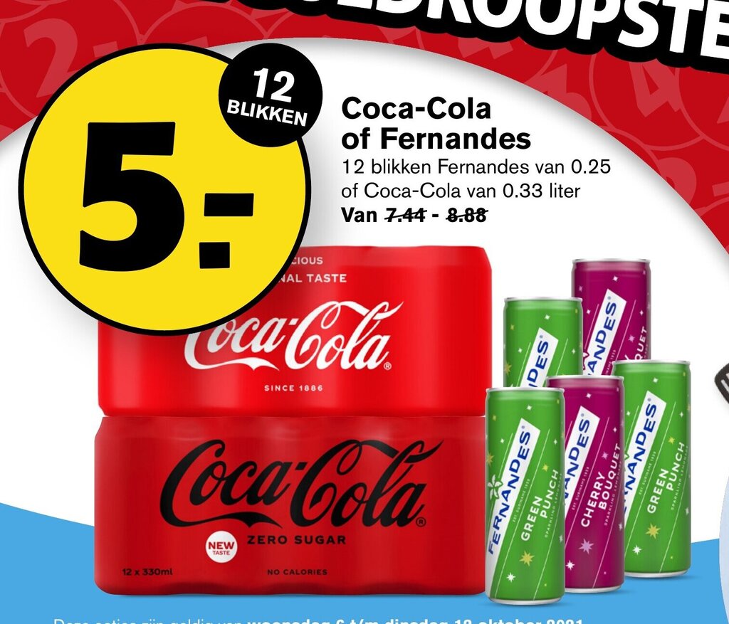 Coca-Cola of Fernandes 12*250ml aanbieding bij Hoogvliet