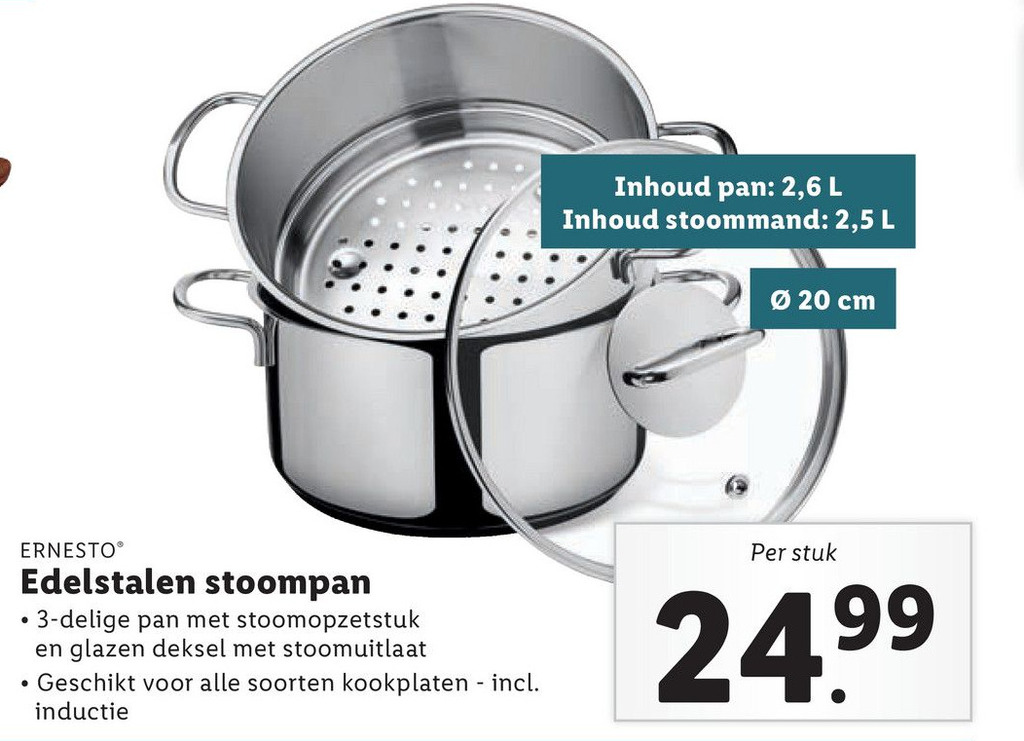 Edelstalen stoompan aanbieding bij Lidl