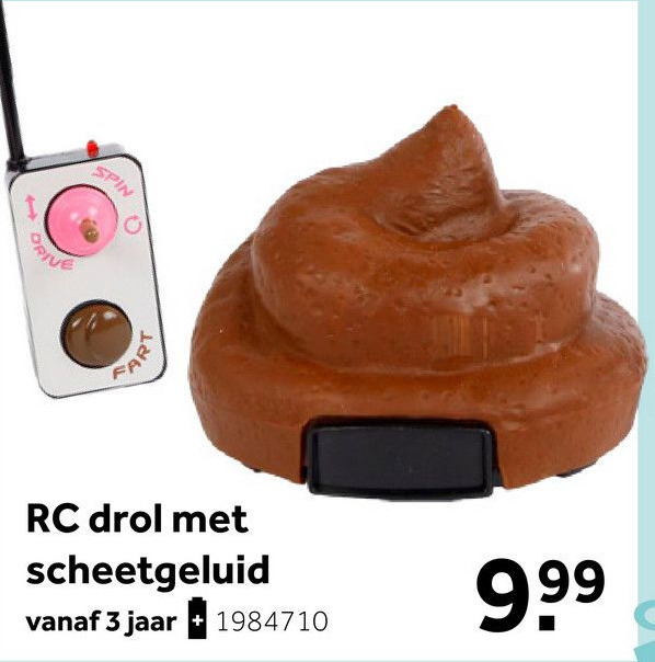 Drol met scheetgeluid en afstandbediening aanbieding bij Intertoys