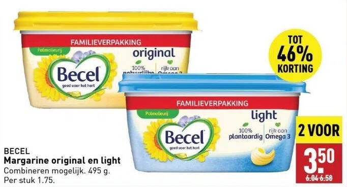 BECEL Margarine original en light aanbieding bij ALDI