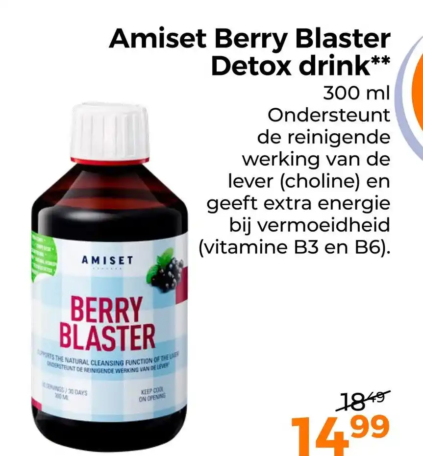Amiset Berry Blaster Detox drink** aanbieding bij Trekpleister