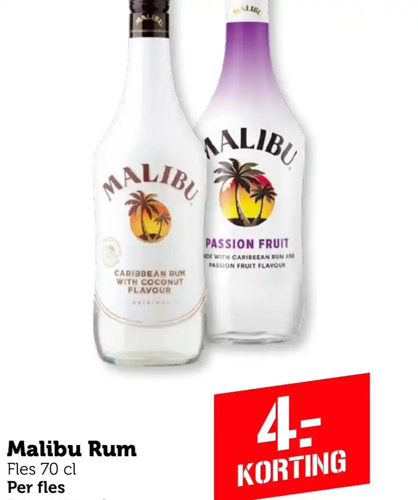 Malibu Rum fles 70 cl aanbieding bij Coop